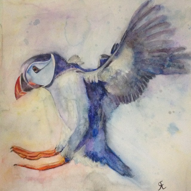 My Mum’s watercolour puffin finished | RebeccaEvans Create